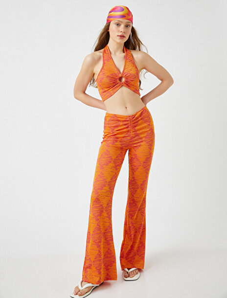 Koton Kadın Desenli İspanyol Paça Pantolon