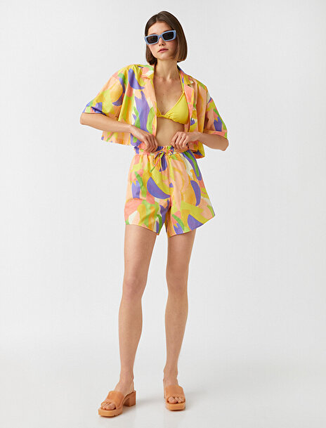 Koton Kadın Baskılı Belden Bağlamalı Şort