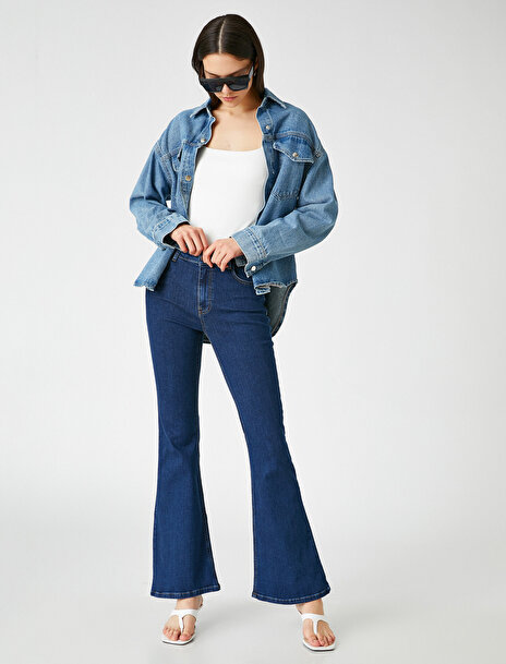 Koton Kadın Yüksek Bel İspanyol Paça Kot Pantolon - Flare Jean Koton Kadın Yüksek Bel İspanyol Paça Kot Pantolon - Flare Jean