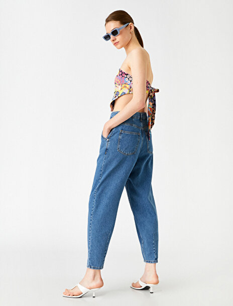 Koton Kadın Yüksek Bel Dar Paça Kot Pantolon - Slouchy Jean