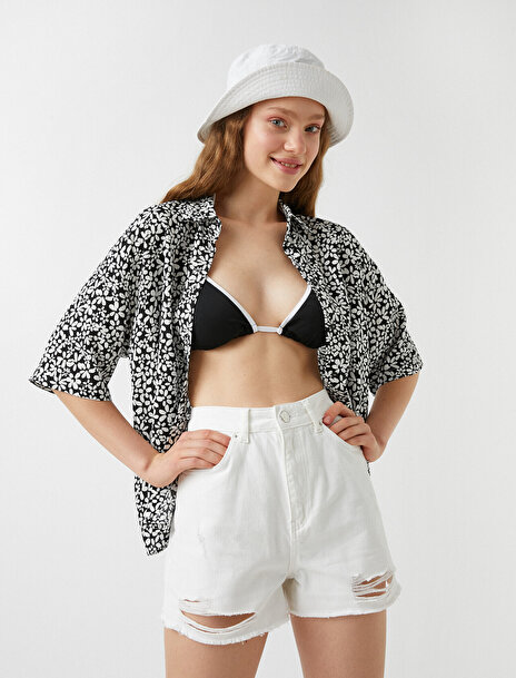 Koton Kadın Çiçek Baskılı Kısa Kollu Gömlek