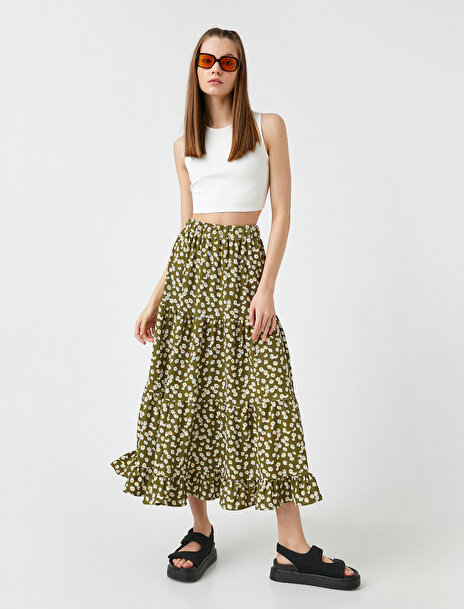 Koton Kadın Yüksek Bel Fırfırlı Maxi Etek Koton Kadın Yüksek Bel Fırfırlı Maxi Etek