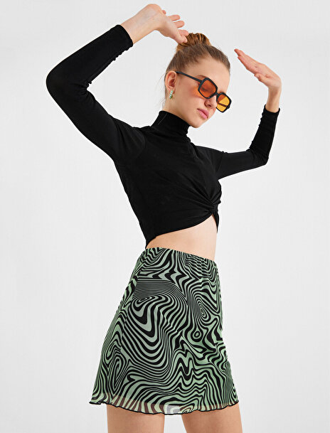 Koton Kadın Desenli Mini Etek