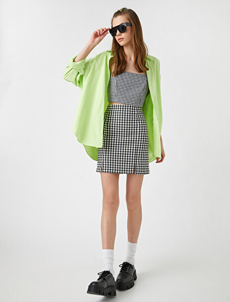 Koton Ole Genç Kız Kareli Mini Etek