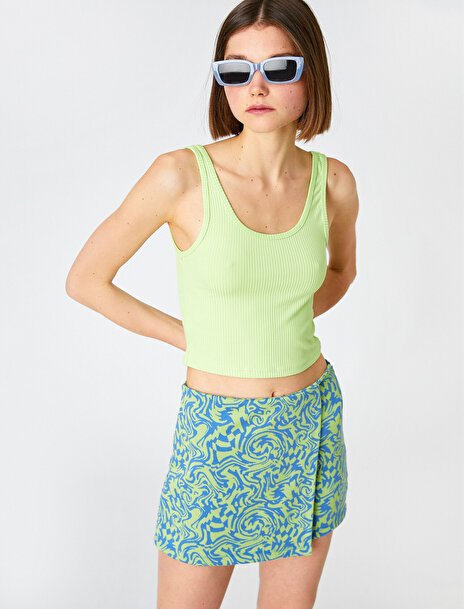 Koton Kadın Şort Etek Mini Geometrik Desenli