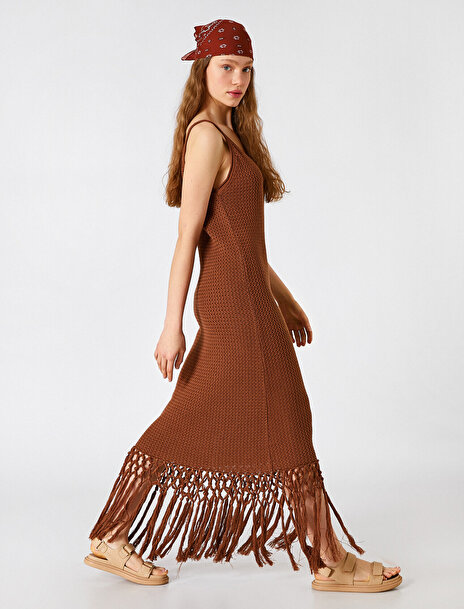 Koton Kadın Askılı Örgü Elbise Maxi