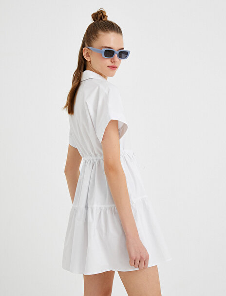 Koton Kadın Kısa Kollu Beli Bağlamalı Gömlek Elbise