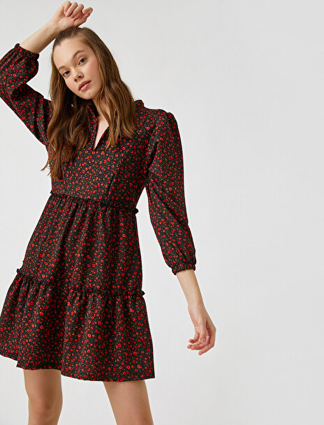 Koton Ole Genç Kız Çiçekli Fırfırlı Elbise