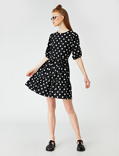 Koton Kadın Puantiyeli Volanlı Mini Elbise