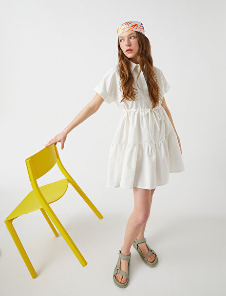 Koton Kadın Kısa Kollu Mini Gömlek Elbise Koton Kadın Kısa Kollu Mini Gömlek Elbise