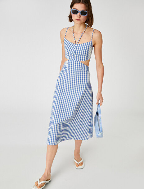 Koton Kadın Midi Boy Elbise İnce Askılı Pencere Detaylı