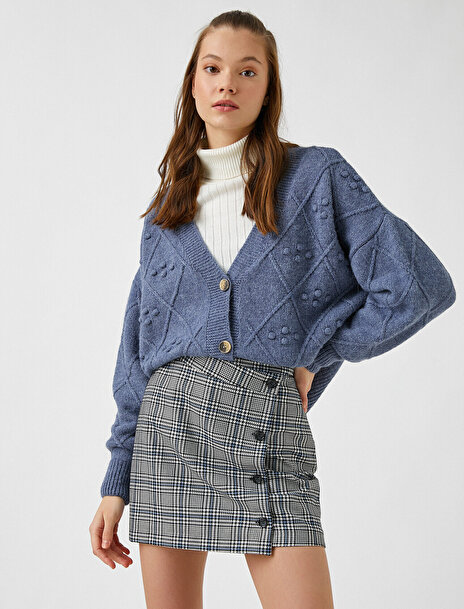 Koton Ole Genç Kız V Yaka Düğmeli Uzun Kollu Hırka