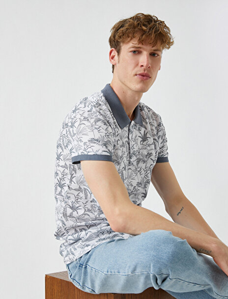 Koton Erkek Çiçekli Polo Yaka Tişört