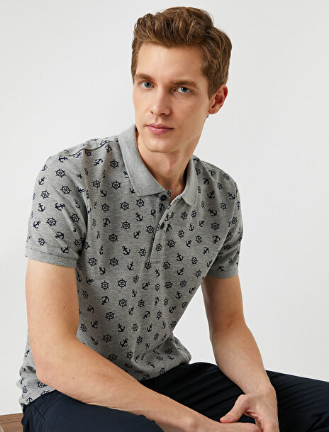Koton Erkek Denizci Desenli Polo Yaka Tişört