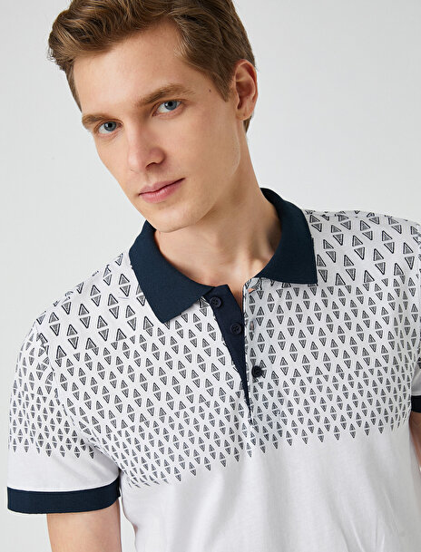 Koton Erkek Etnik Desenli Polo Yaka Tişört