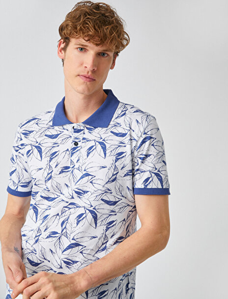 Koton Erkek Kuş Tüyü Desenli Polo Yaka Tişört