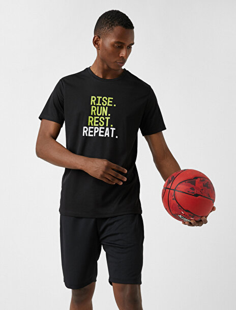 Koton Erkek Tişört Slogan Baskılı Yuvarlak Yaka Kısa Kollu