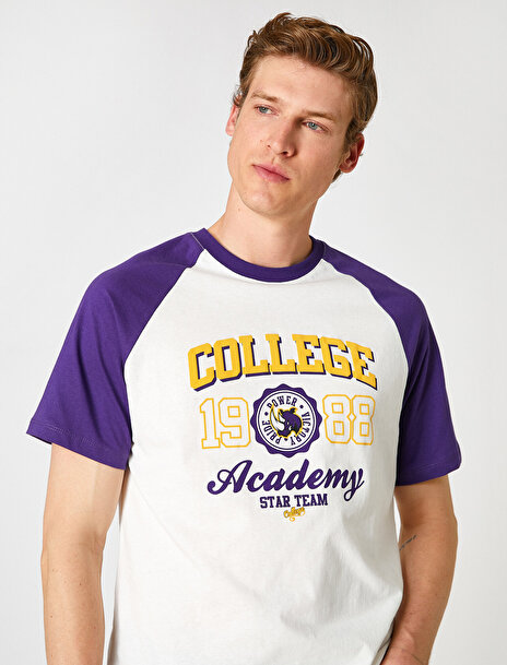 Koton Erkek Reglan Kol Kolej Baskılı Tişört Koton Erkek Reglan Kol Kolej Baskılı Tişört