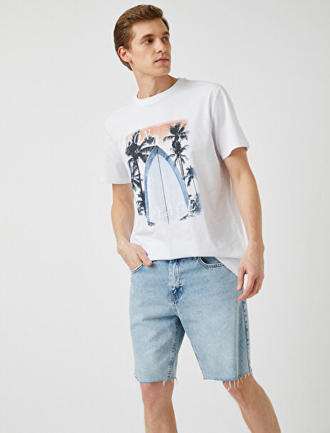 Koton Erkek Palmiye Baskılı Standart Fit Tişört