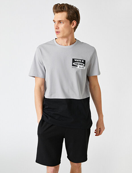 Koton Erkek Oversize Renk Bloklu Baskılı Tişört