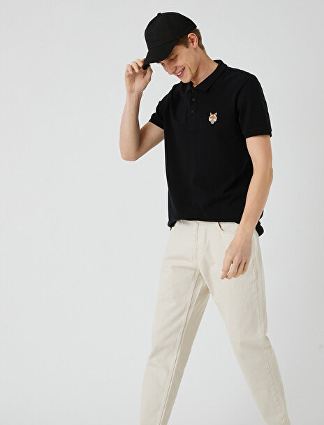 Koton Erkek Kaplan İşlemeli Polo Yaka Tişört