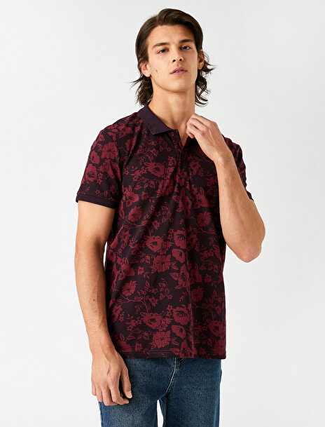 Koton Erkek Çiçek Desenli Polo Yaka Tişört