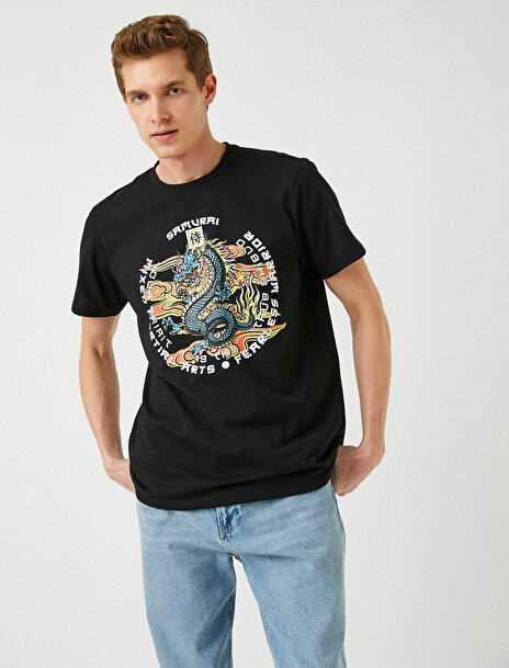 Koton Erkek Rahat Fit Ejder Baskılı Tişört