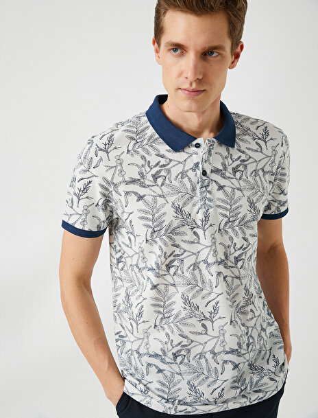 Koton Erkek Yaprak Desenli Polo Yaka Tişört