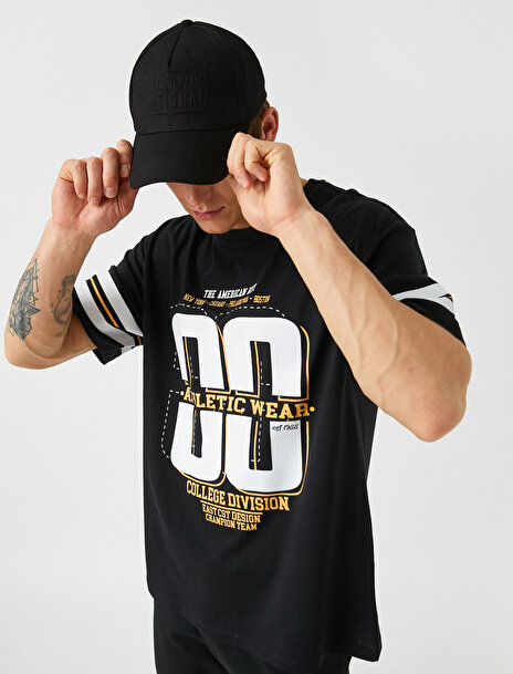 Koton Erkek Kolej Baskılı Oversize Tişört