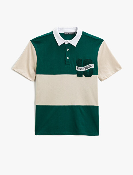 Koton Erkek Havlu Kumaş İşlemeli Polo Yaka Tişört