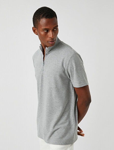 Koton Erkek Fermuarlı Yüksek Yaka Polo Tişört