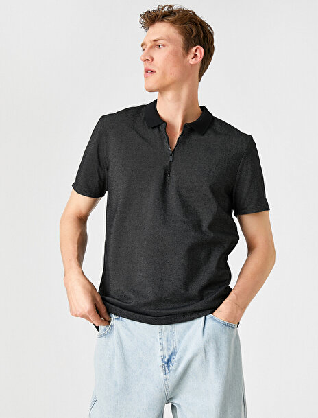 Koton Erkek Fermuarlı Polo Yaka Tişört