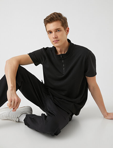 Koton Erkek Fermuar Yakalı Basic Polo Tişört Koton Erkek Fermuar Yakalı Basic Polo Tişört