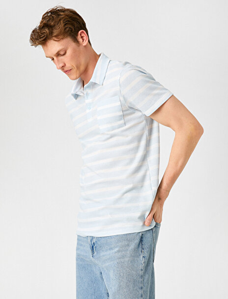 Koton Erkek Çizgili Cepli Polo Yaka Tişört
