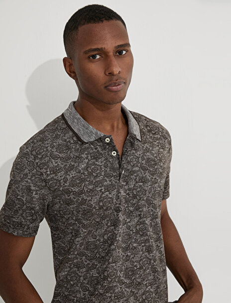 Koton Erkek Slim Fit Desenli Polo Yaka Tişört