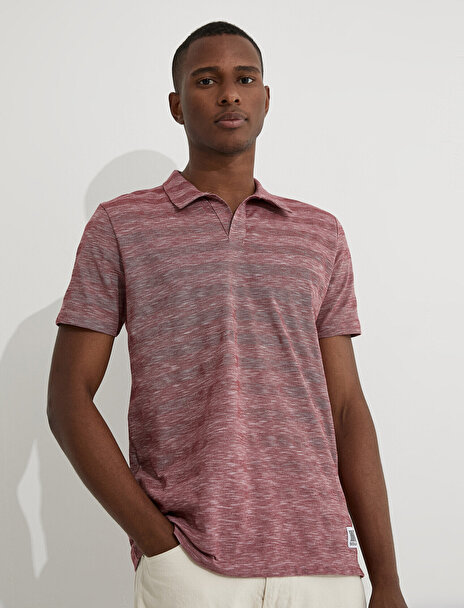 Koton Erkek Kırçıllı Çizgili Polo Yaka Tişört
