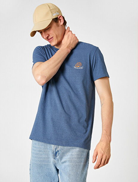 Koton Erkek Kırçıllı İşlemeli Tişört