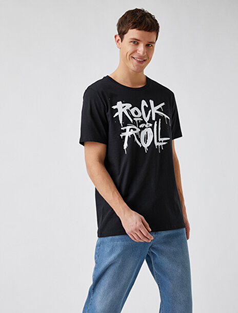 Koton Erkek Rock and Roll Baskılı Tişört Koton Erkek Rock and Roll Baskılı Tişört