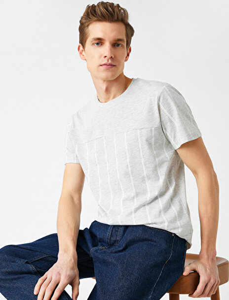 Koton Erkek Kırçıllı Çizgili Tişört