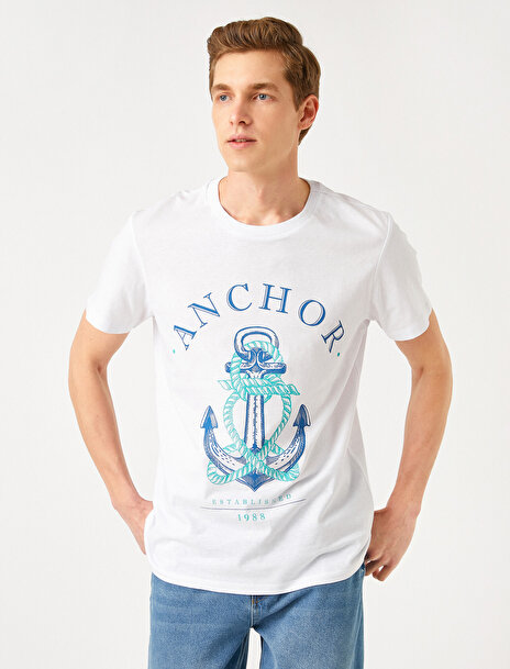 Koton Erkek Çapa Baskılı Tişört Koton Erkek Çapa Baskılı Tişört