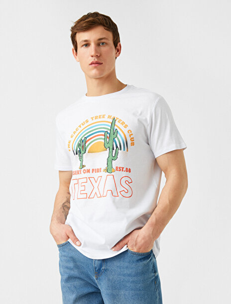 Koton Erkek Standart Fit Teksas Baskılı Tişört