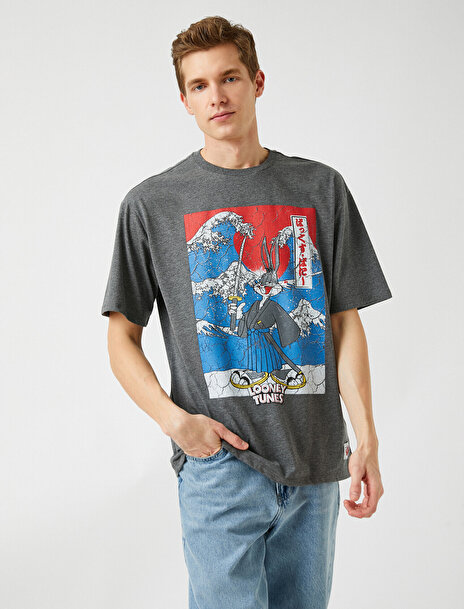 Koton Erkek Bugs Bunny Oversize Tişört Lisanslı Baskılı