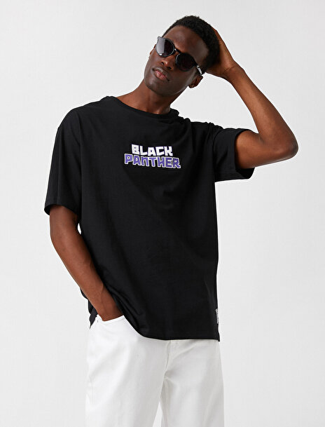 Koton Erkek Kara Panter Tişört Lisanslı Baskılı