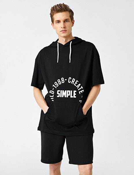 Koton Erkek Kapşonlu Baskılı Tişört