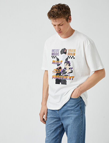 Koton Erkek Oversize Anime Baskılı Tişört Koton Erkek Oversize Anime Baskılı Tişört
