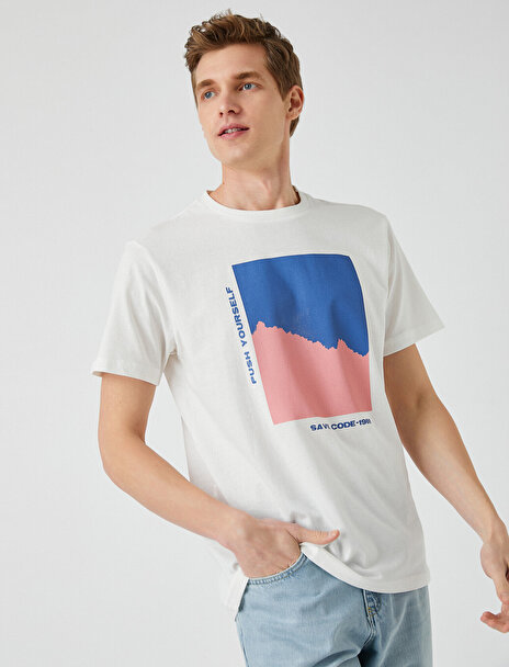 Koton Erkek Renk Bloklu Baskılı Tişört