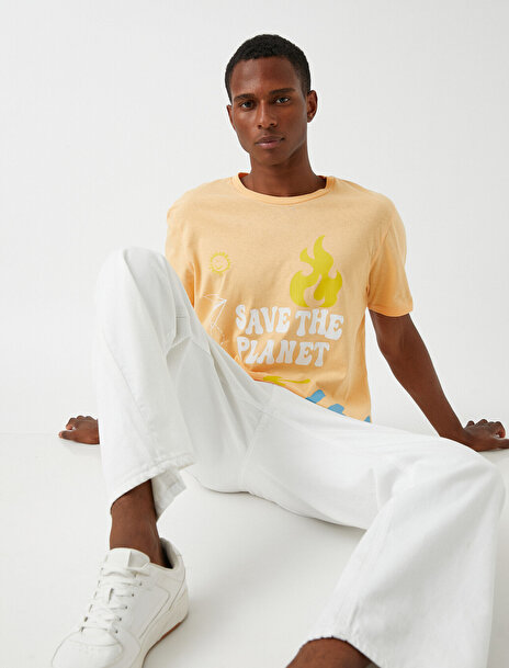 Koton Erkek Çevreci Baskılı Oversize Tişört