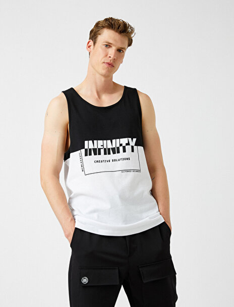 Koton Erkek Baskılı Atlet Bisiklet Yaka Renk Geçişli