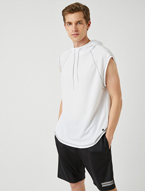 Koton Erkek Kapüşonlu Spor Kolsuz Sweatshirt