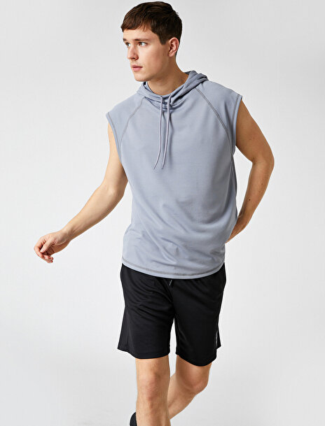 Koton Erkek Kapüşonlu Spor Kolsuz Sweatshirt